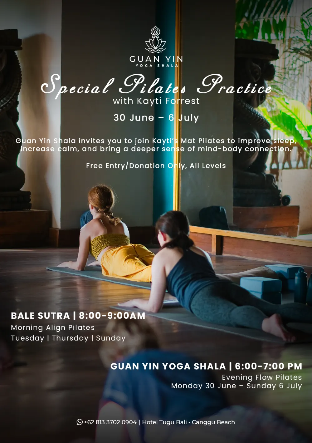 Special Pilates Practice with Kayti Forrest at Hotel Tugu Bali, Canggu